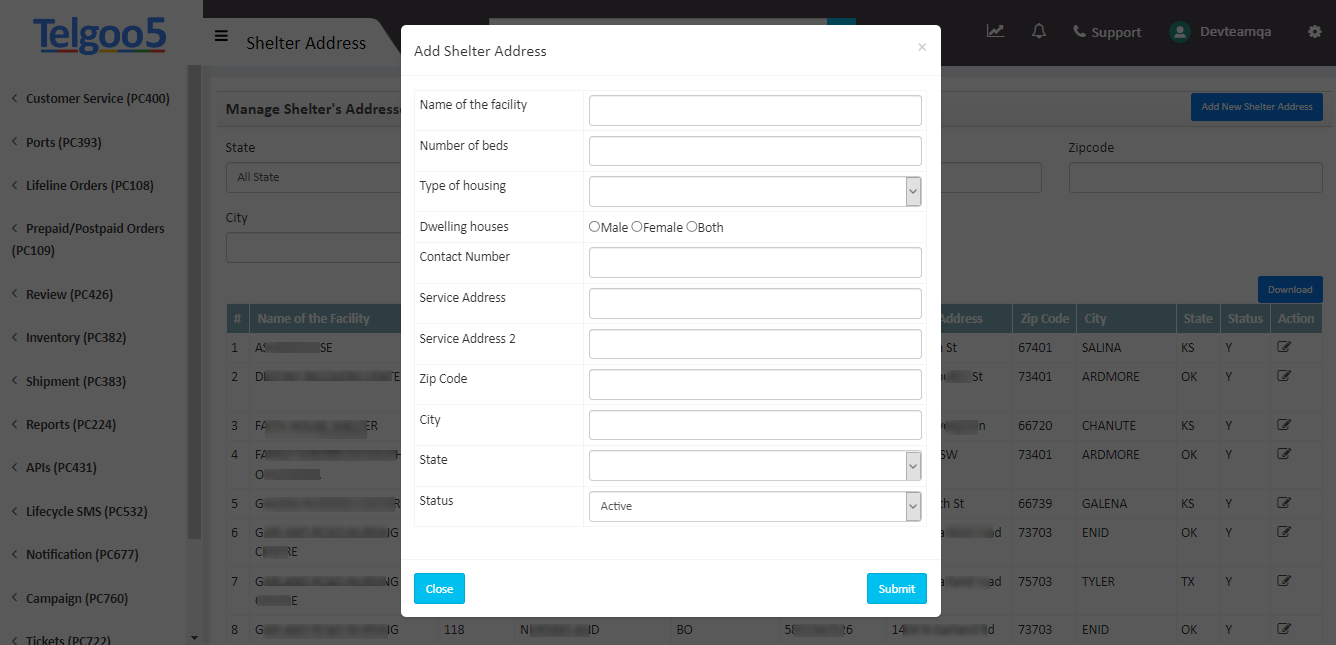 How to add shelter address in Telgoo5? – Telgoo5 Support