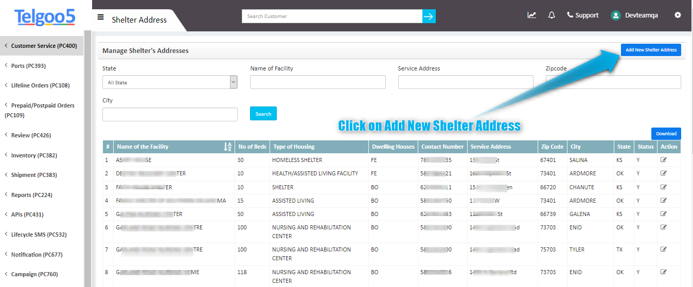 How to add shelter address in Telgoo5? – Telgoo5 Support
