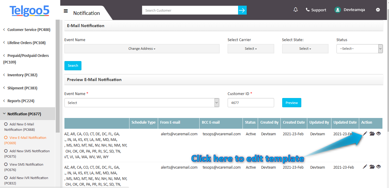 How to view a created Email Template for Notification in Telgoo5? – Telgoo5 Support