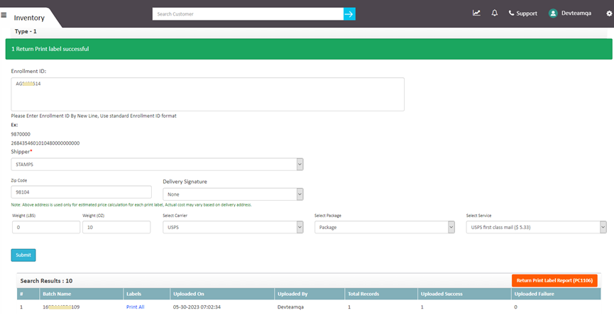 Bulk Return print Label in Telgoo5 – Telgoo5 Support