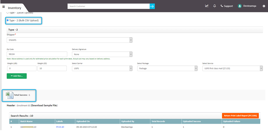Bulk Return print Label in Telgoo5 – Telgoo5 Support