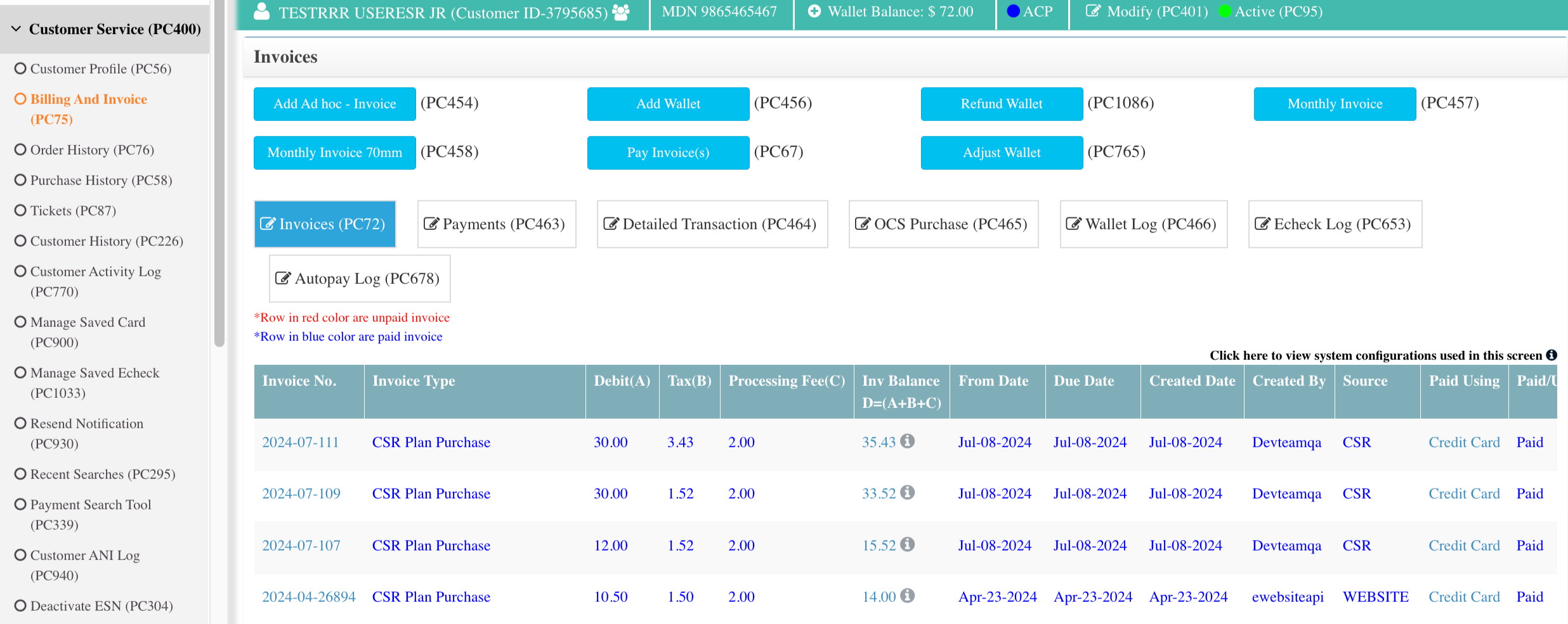 Billing and Invoice (PC75) – Telgoo5 Support