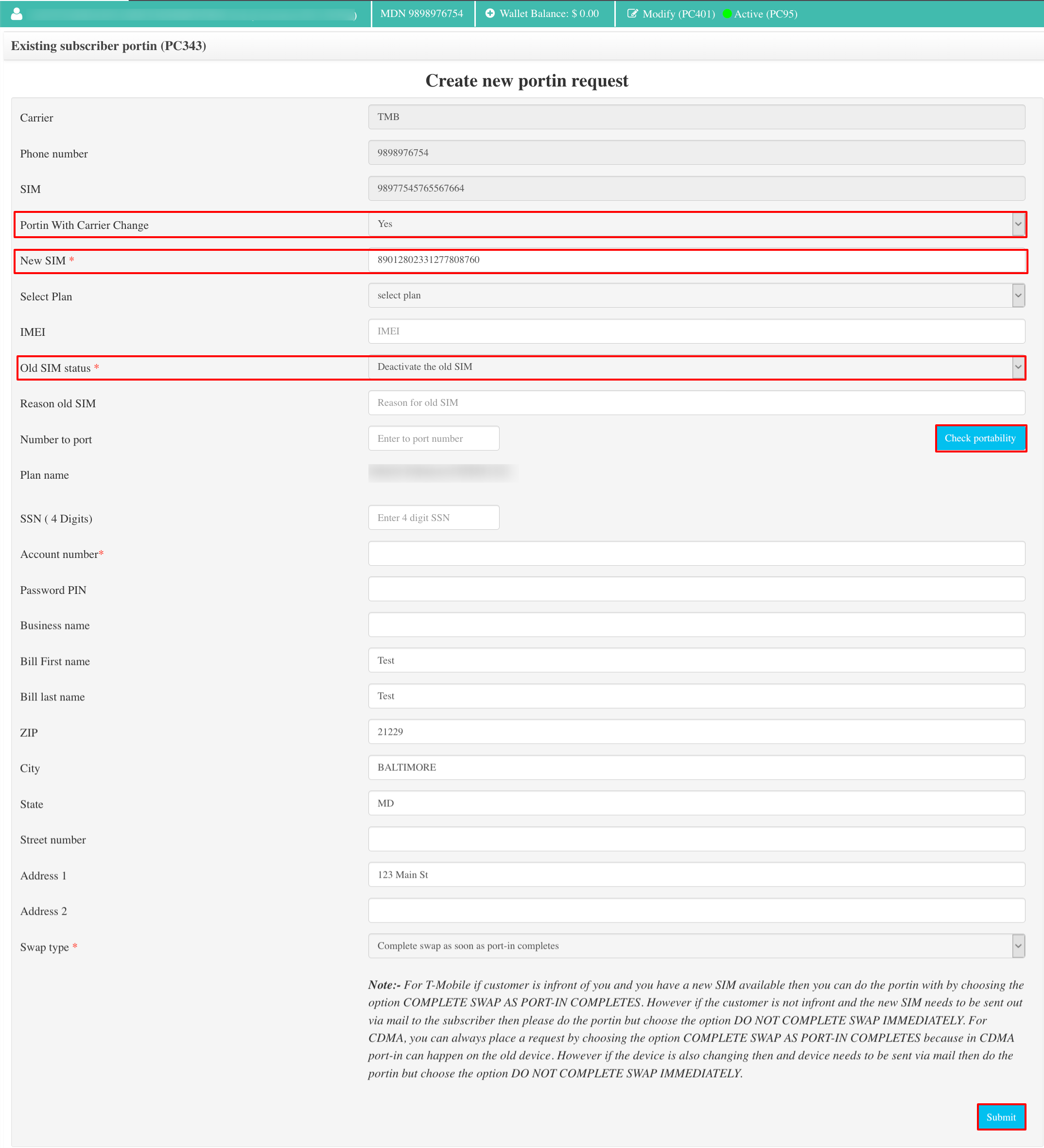 Existing Subscriber Portin with Carrier Change – Telgoo5 Support
